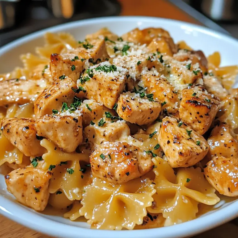 Mozzarella Garlic Butter Chicken Bowties In Cheesy Cream - Averyrecipes